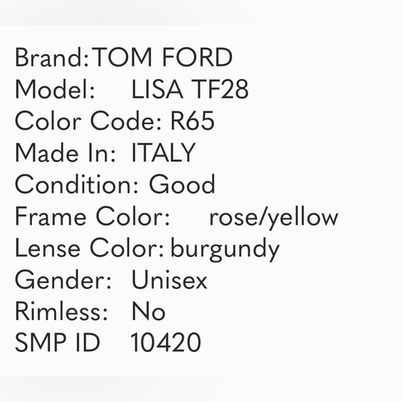 Tom Ford | Accessories | Tom Ford Lisa Tf28 Color R65 | Poshmark